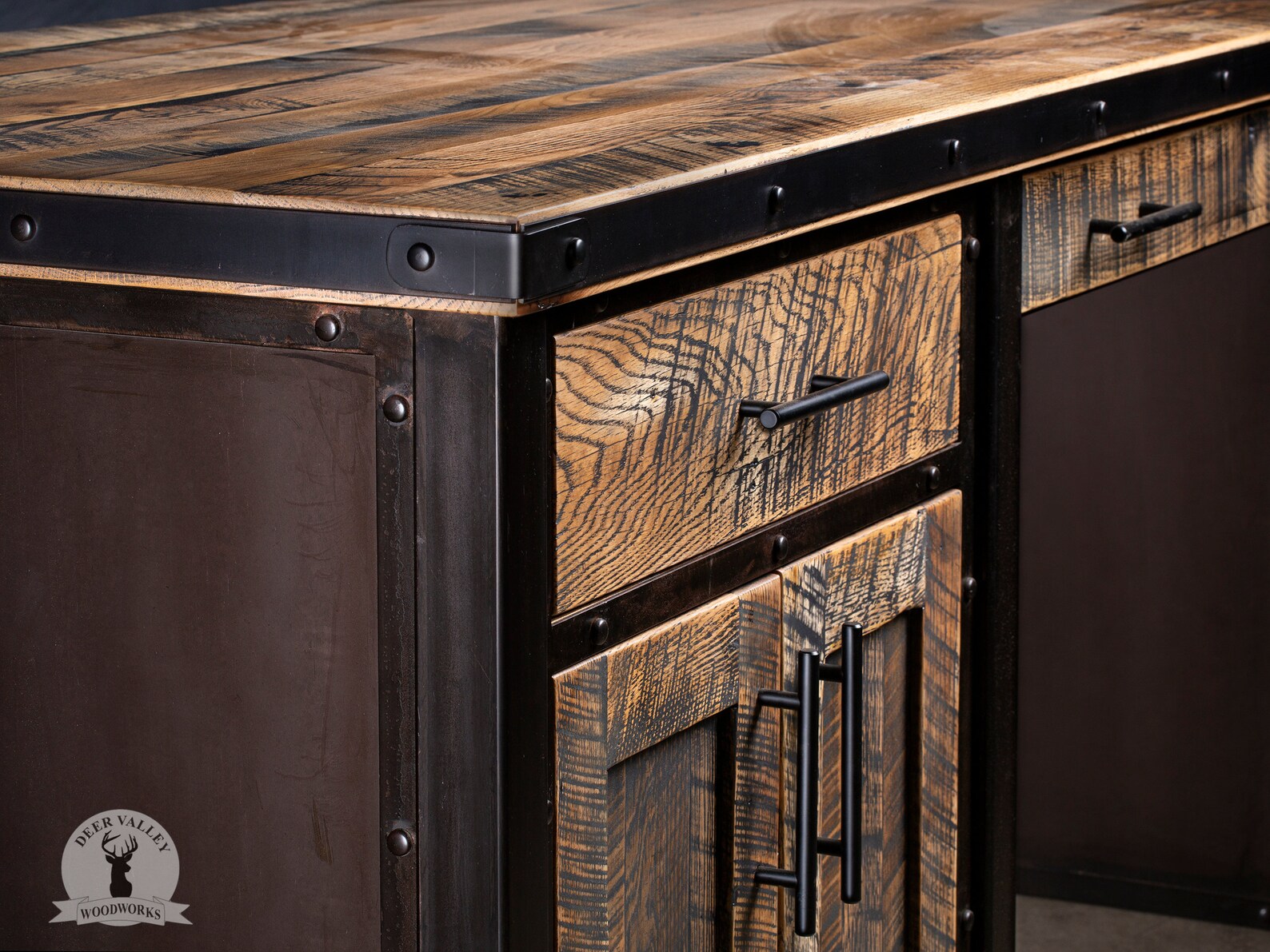 Industrial Modern Desk, Reclaimed Wood Desk, Large Executive Desk ...