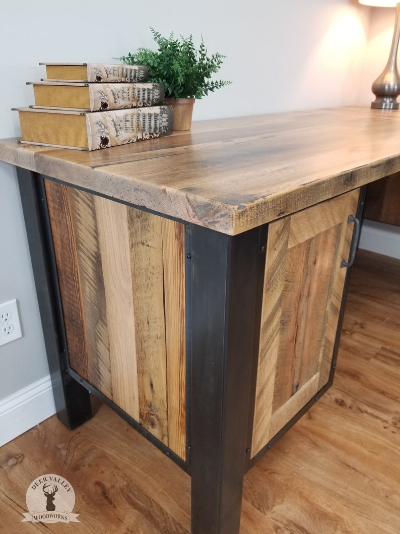Reclaimed Wood L-shaped Desk Rustic Corner Desk Barnwood - Etsy