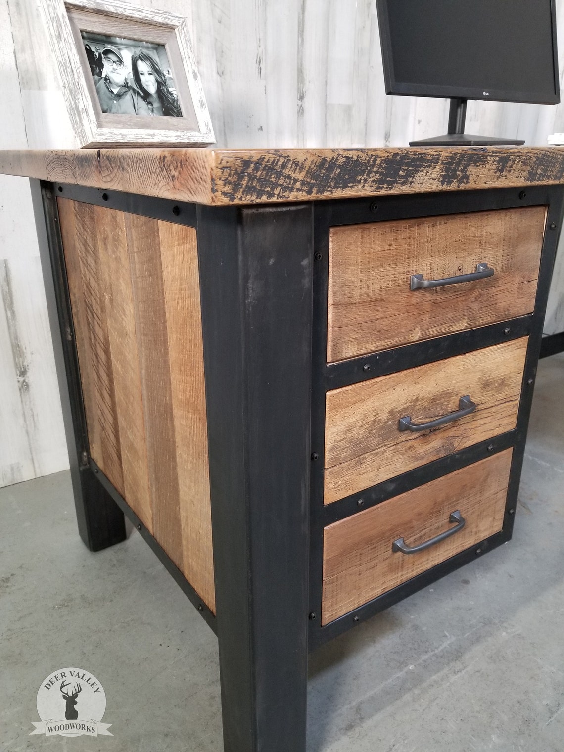 Reclaimed L-shaped Computer Desk, Rustic Corner Desk, Barnwood Office ...
