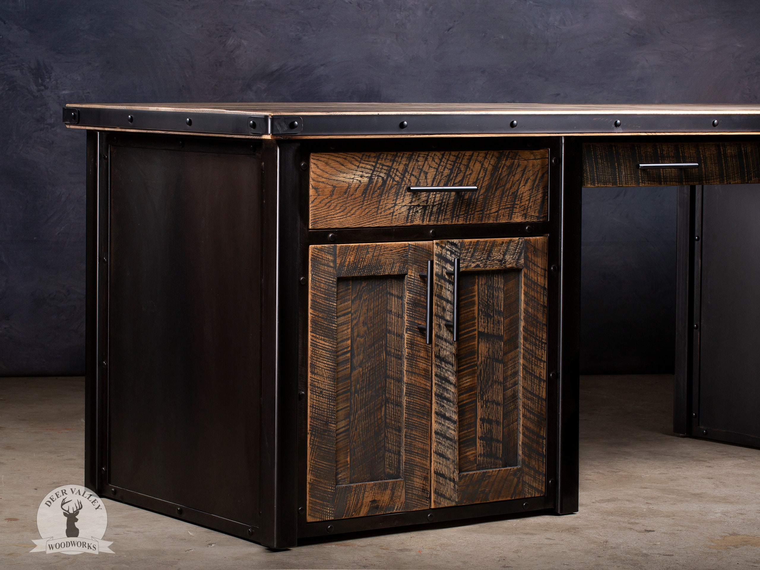 Industrial Modern Desk, Reclaimed Wood Desk, Large Executive Desk ...