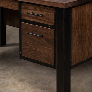 Walnut Executive Desk With Drawers, Modern Office Desk, Industrial Desk ...