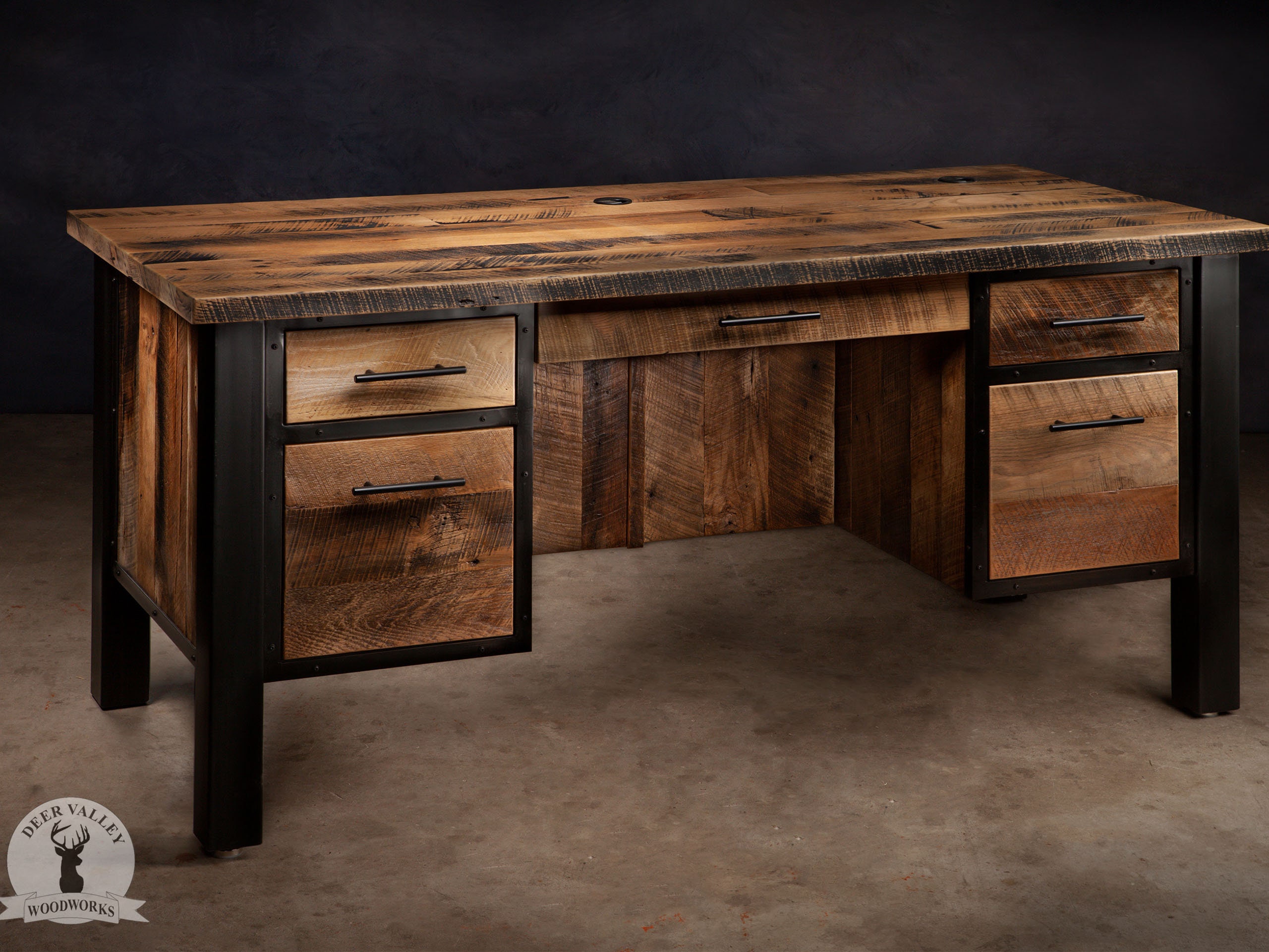 Industrial Modern Desk, Reclaimed Wood Desk, Executive Desk, Barnwood ...