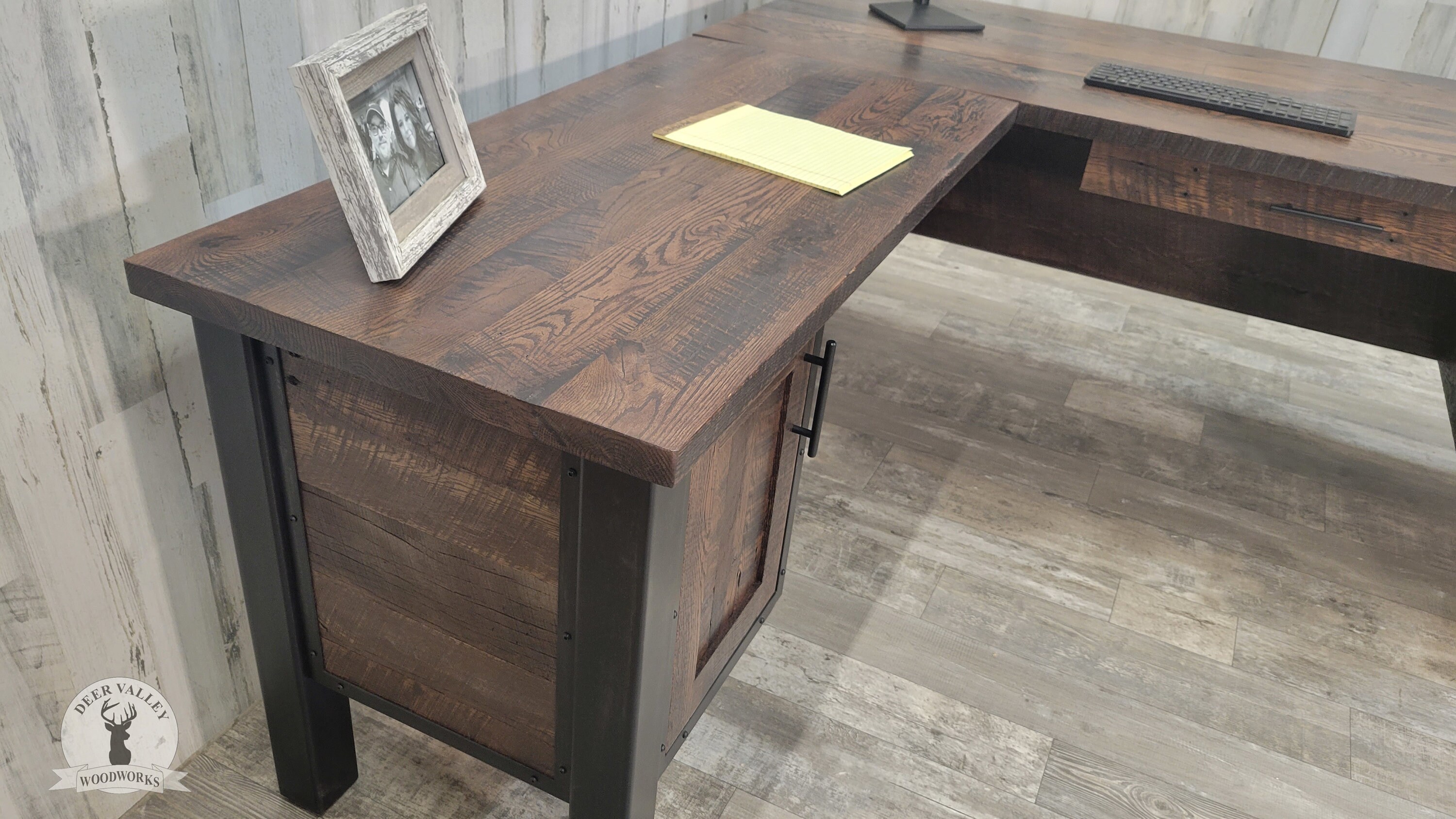 Reclaimed Wood L-shaped Desk, Rustic Corner Desk, Barnwood Office Desk ...