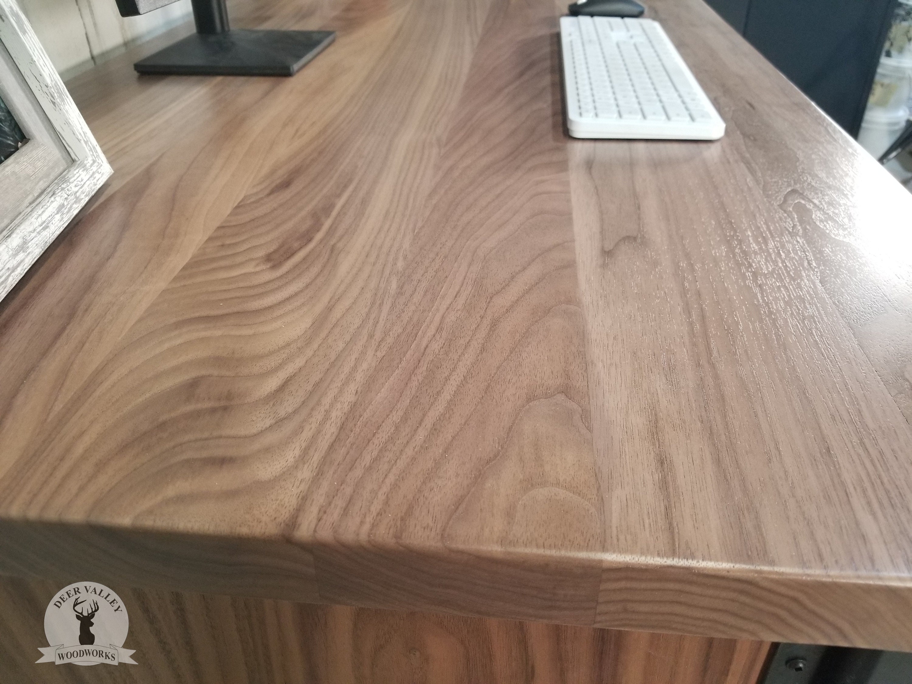 Walnut Executive Desk, Modern Office Desk, Industrial Desk, Solid Wood ...