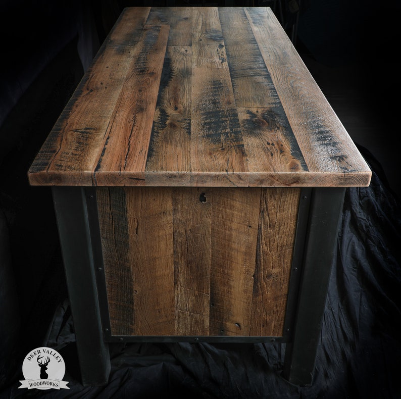 Industrial Modern Barnwood Desk With Drawers Reclaimed Wood - Etsy