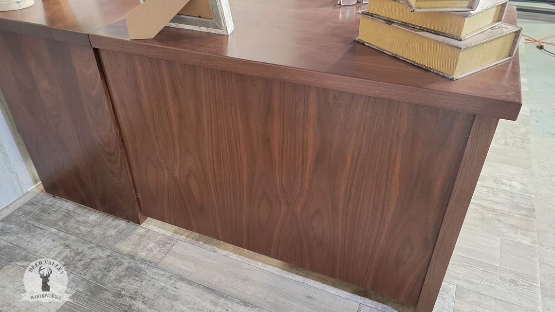 Walnut L-shaped Desk, Executive Corner Desk, Wood Office Desk, Solid ...
