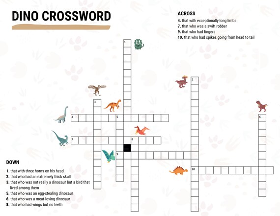 Dinosaur Crossword Puzzle - Etsy