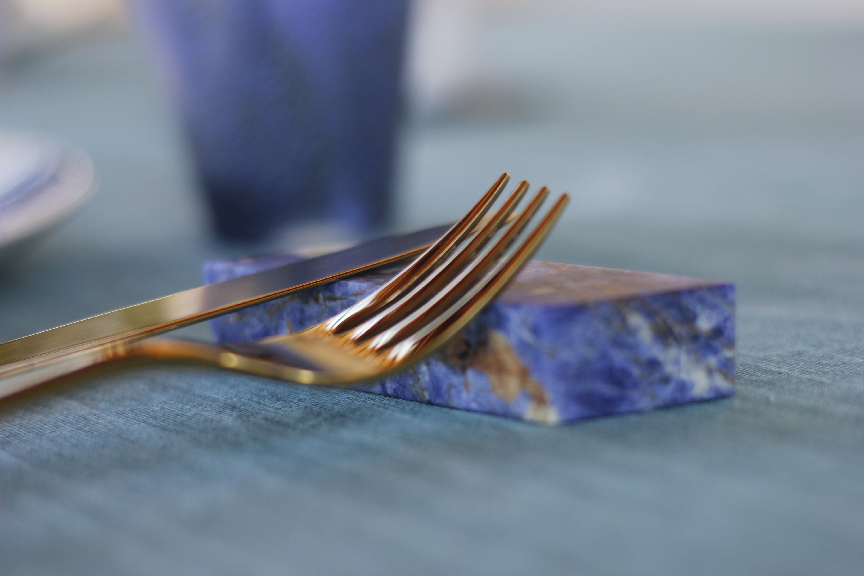 Blue Marble Cutlery Rest | Cutlery Rest in Blue Marble | Luxury ...