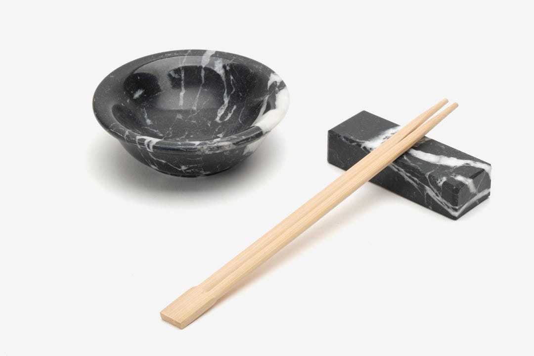 Sushi Set With Black Marble Bowl and Chopstick Holders| Valentines Day ...
