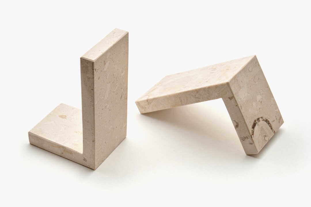 L-shaped Marble Bookend in Albaperla L-shaped White Peal Marble Bookend ...