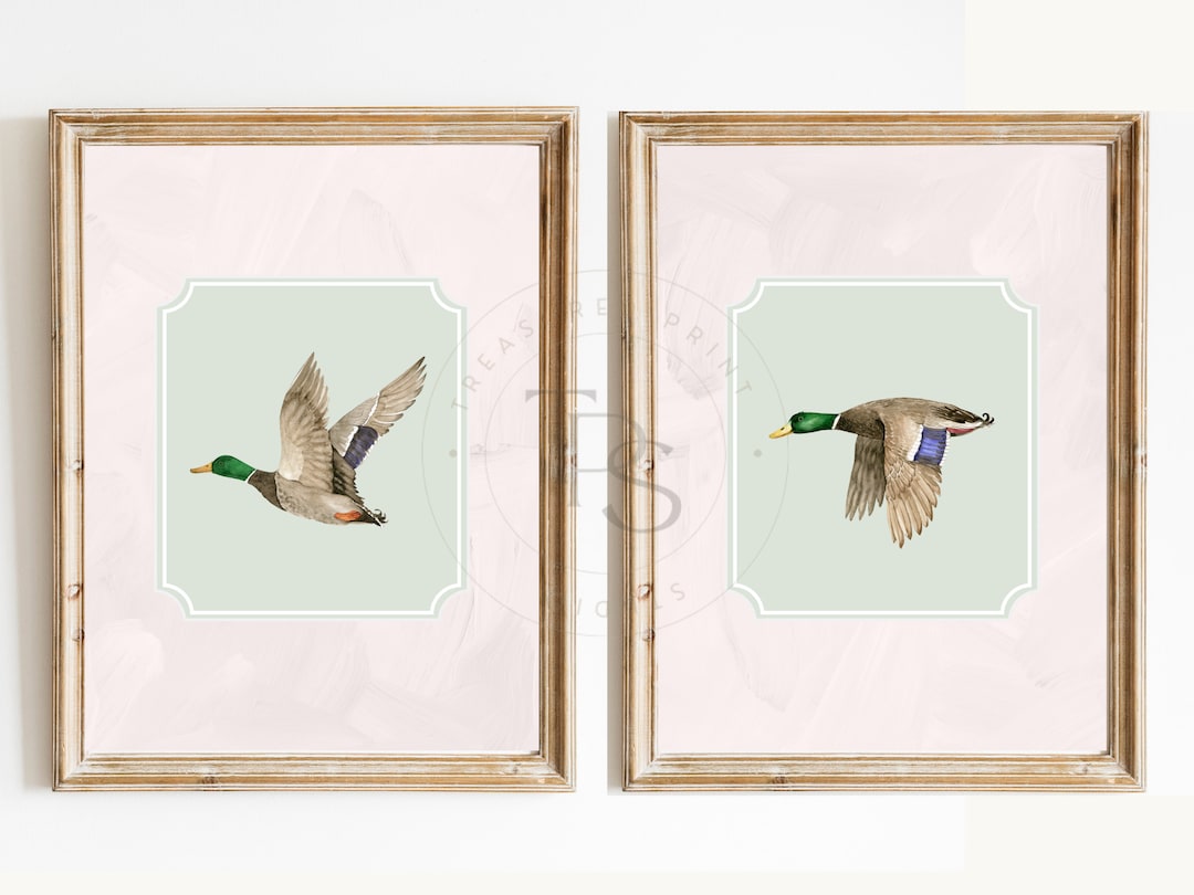 Mallard Duck Print Nursery Decor • Preppy Southern Nursery Art • Pink ...