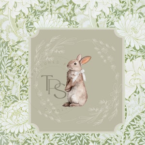 Sage Green Rabbit Vintage Print Nursery Decor • Bunny Nursery Art ...