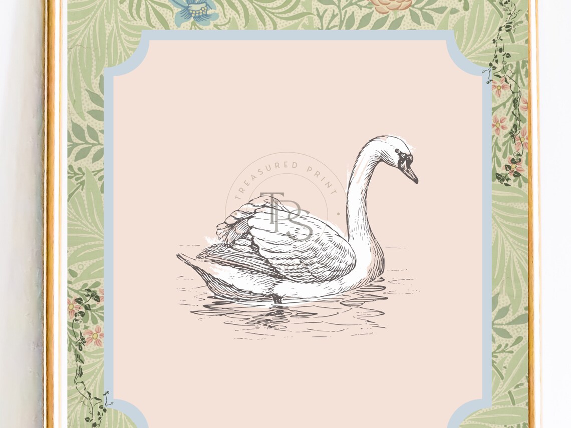 Swan Print Nursery Decor Swan Nursery Art Printable Wall - Etsy