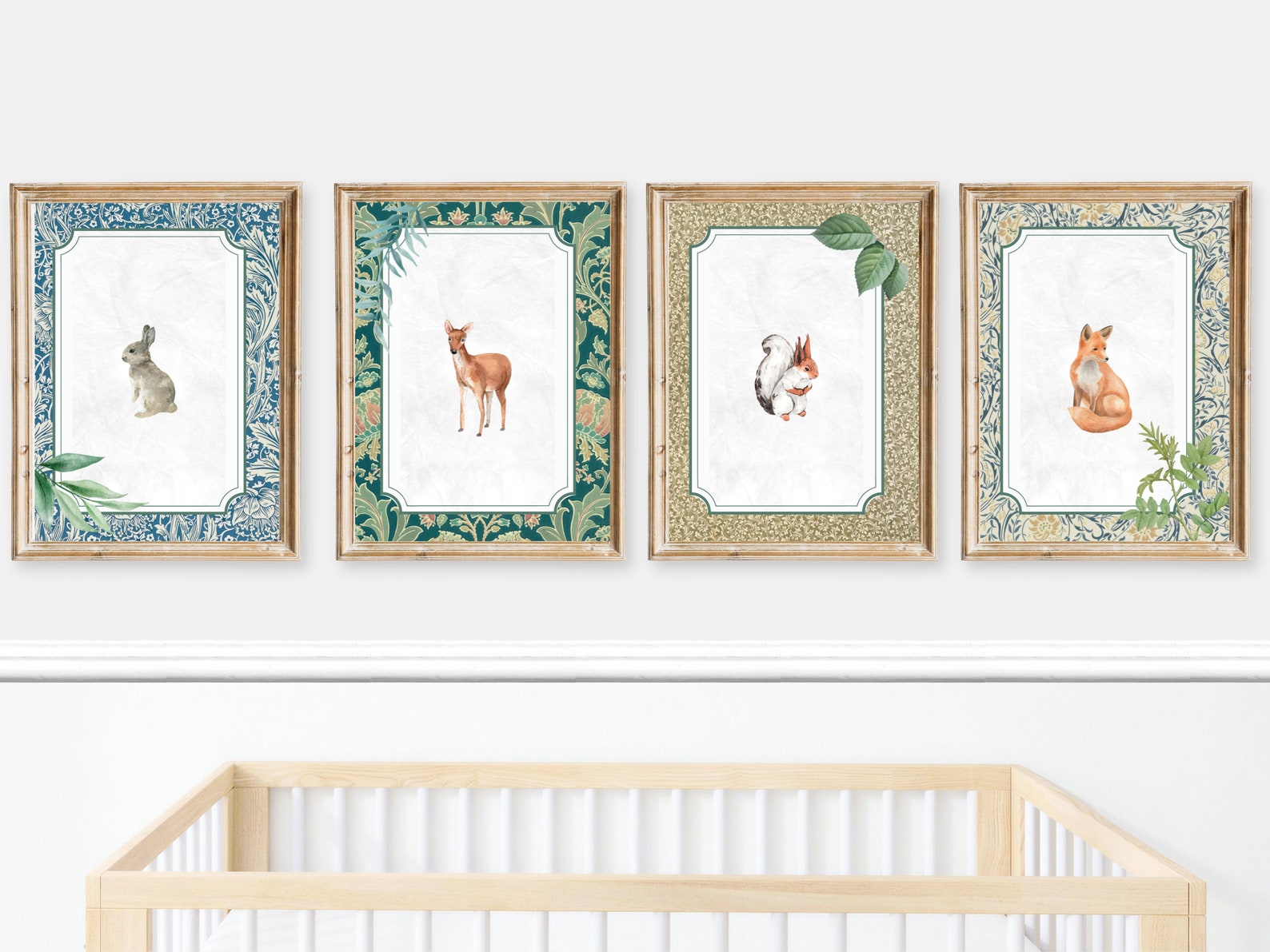 Floral Watercolor Woodland Nursery Art Set of 4 Baby Animal - Etsy