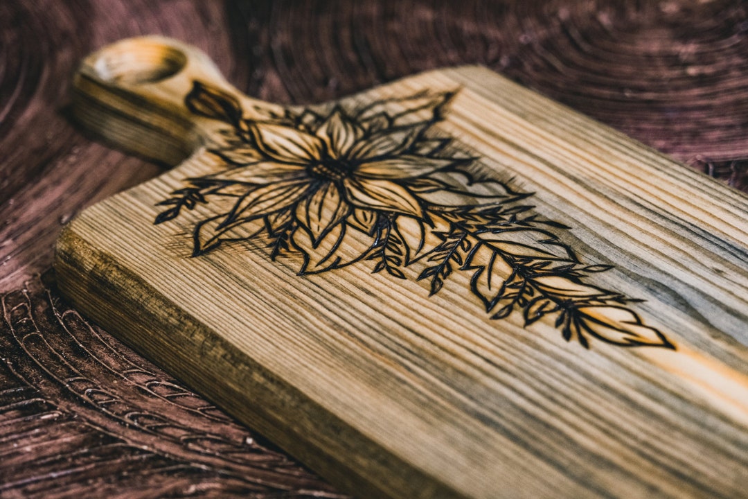 Wood Burned Cutting Board, Handmade Serving Board, Unique Gift, Pine ...