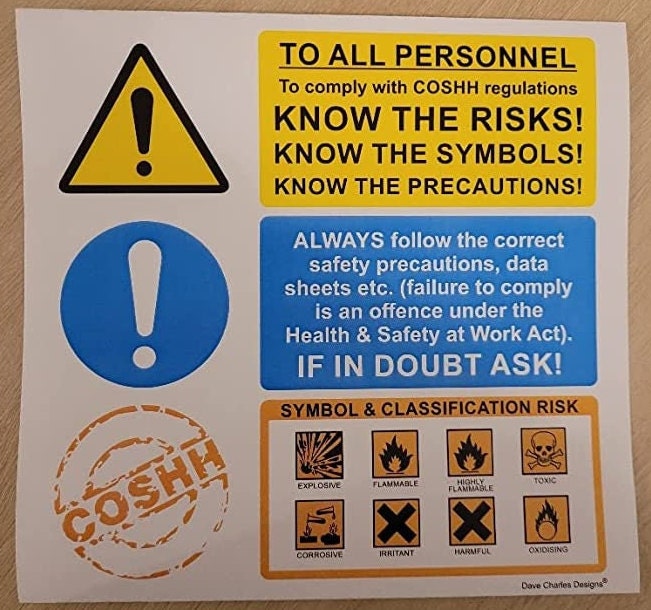 COSHH Regulations Sign 200mmx200mm-self Adhesive Vinyl Sign the ...