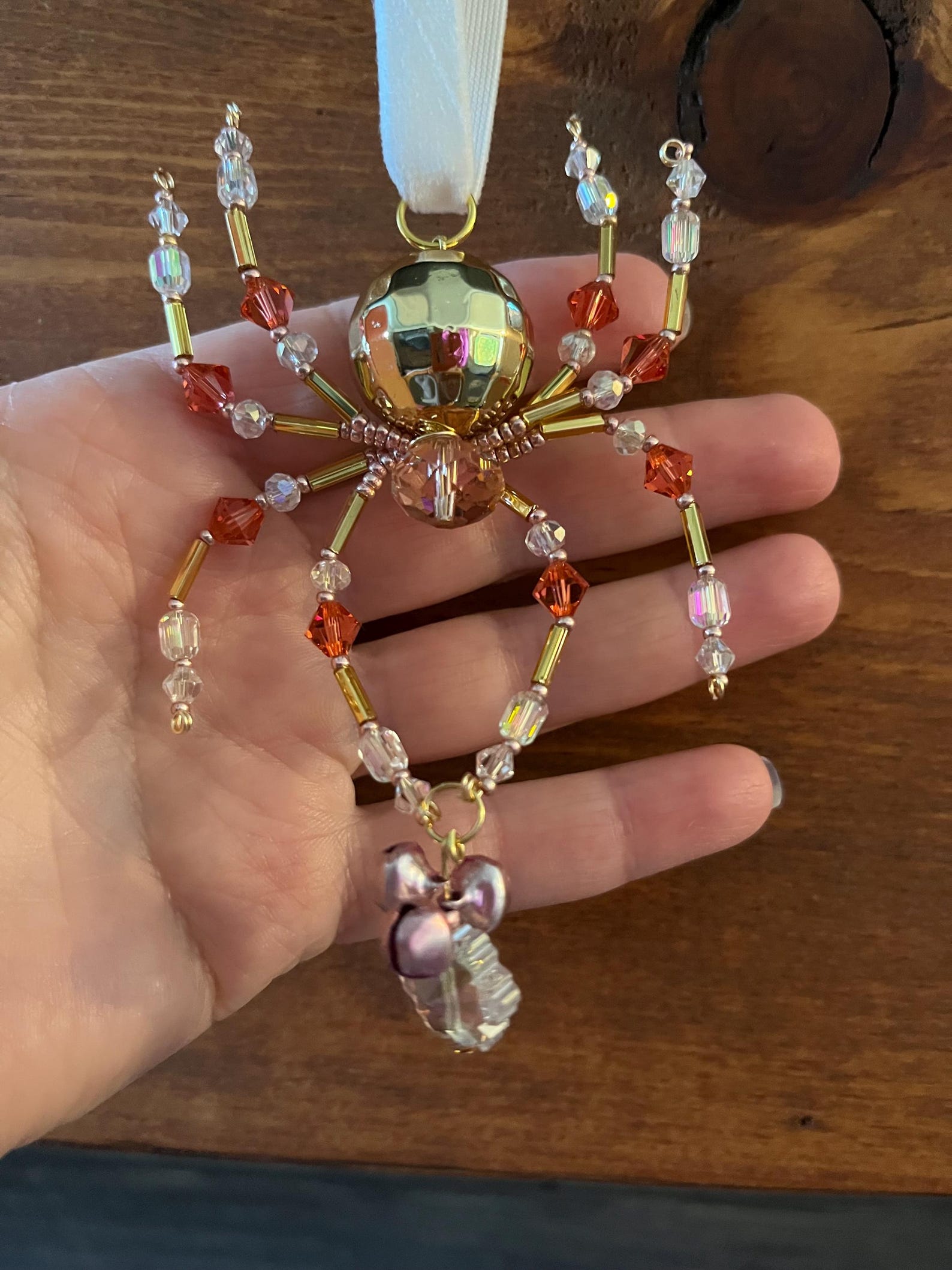Beaded Pink and Gold Christmas Spider Ornament - Etsy