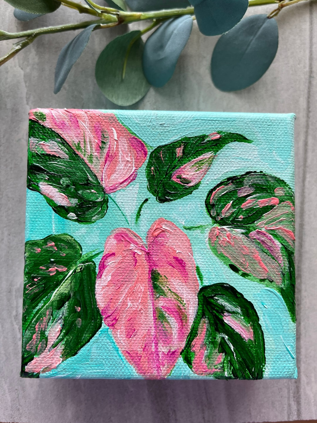 Mini Caladium Shelf Sitter Painting - Etsy