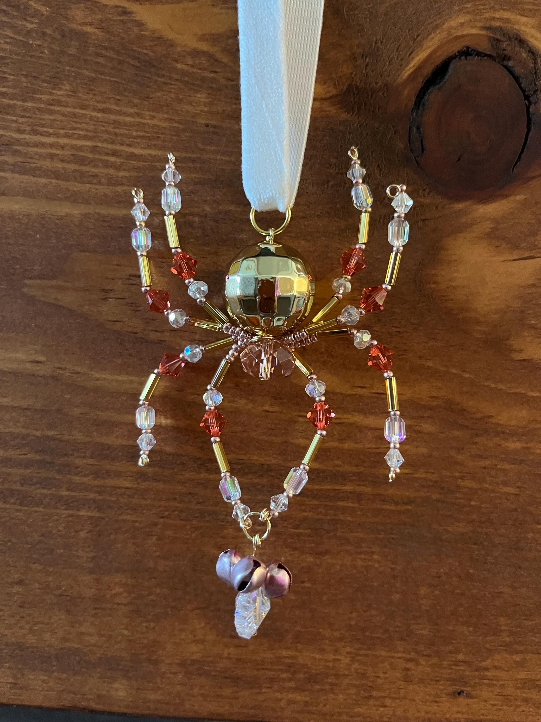 Beaded Pink and Gold Christmas Spider Ornament - Etsy