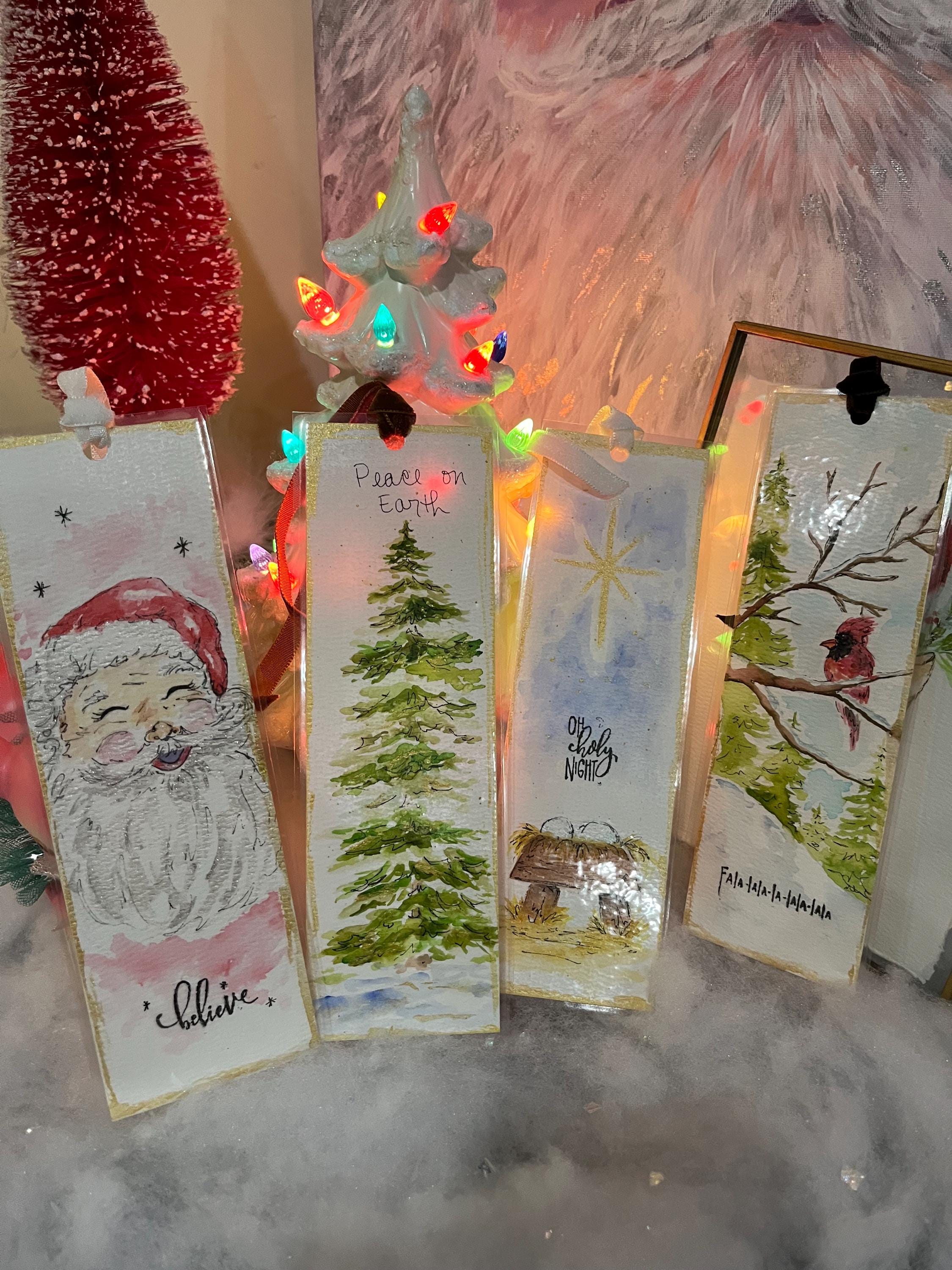 Christmas Watercolor Bookmarks - Etsy