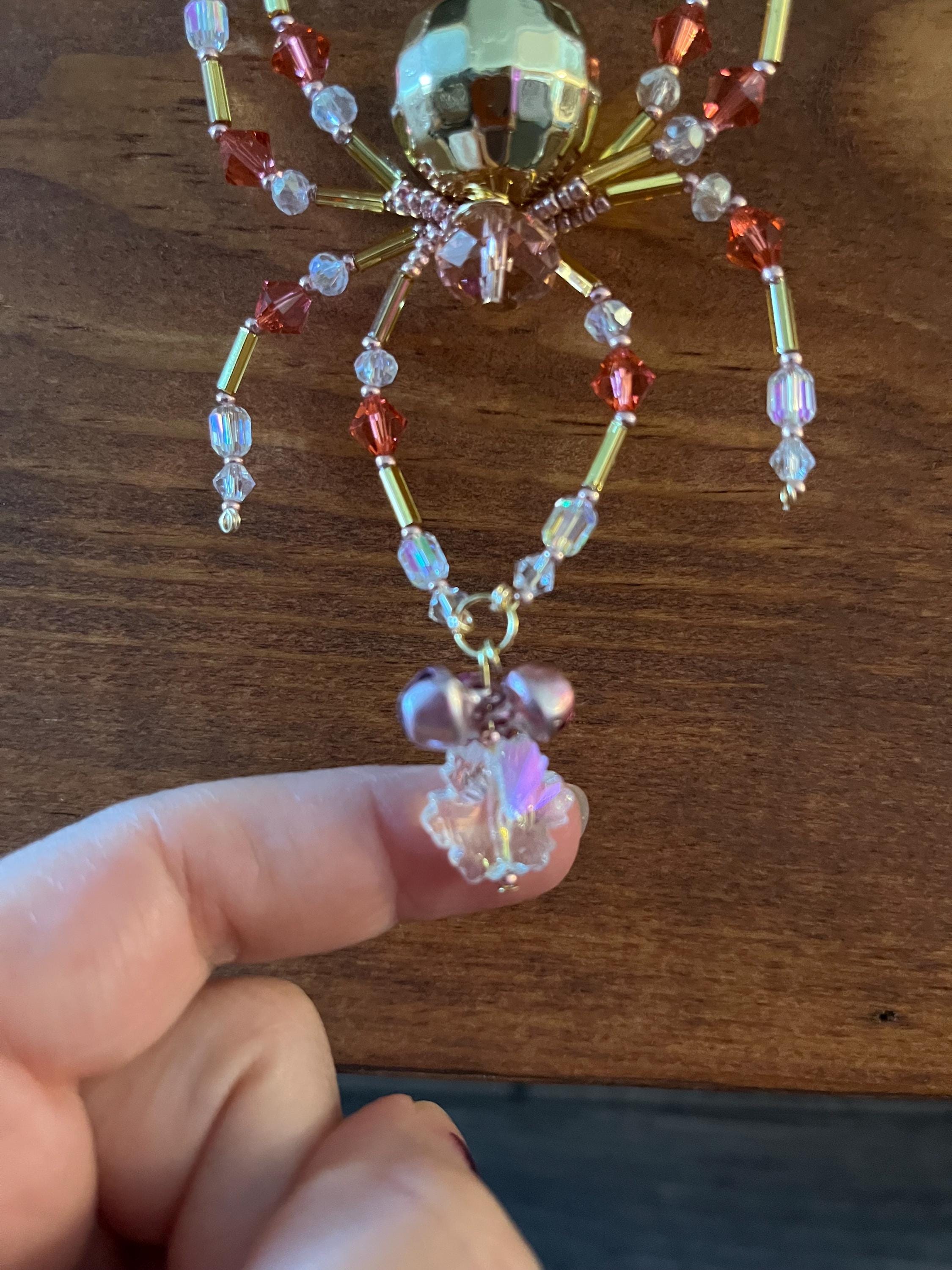 Beaded Pink and Gold Christmas Spider Ornament - Etsy