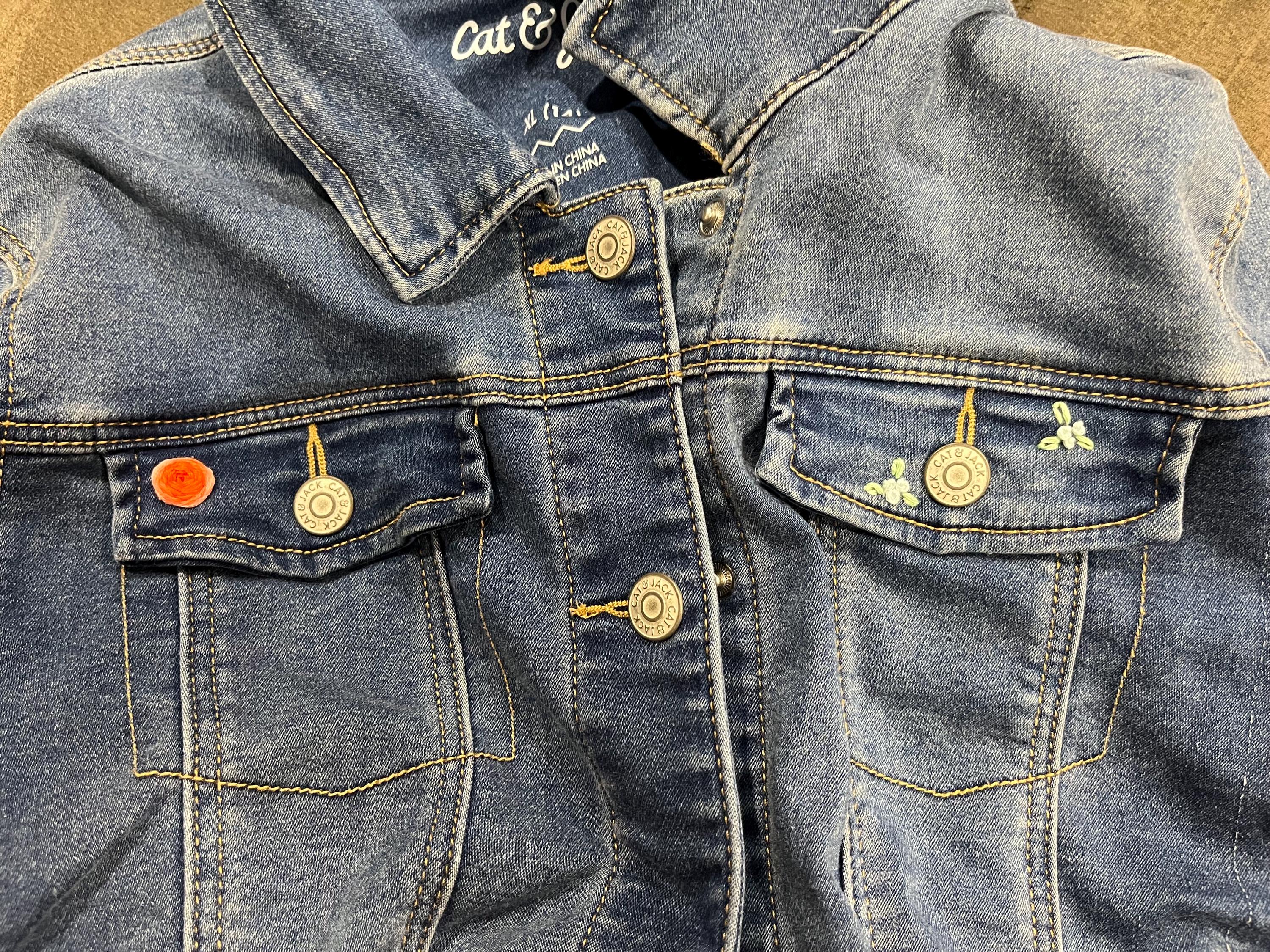 Hand Embroidered Girls Denim Jacket - Etsy