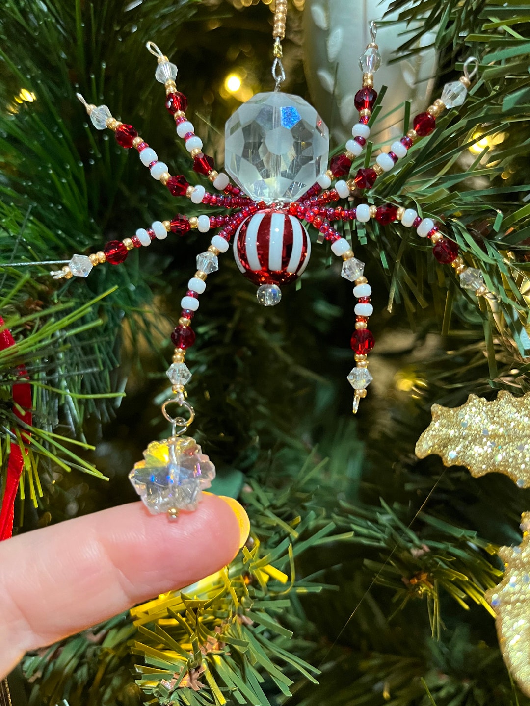 Beaded Christmas Spider Ornament - Etsy