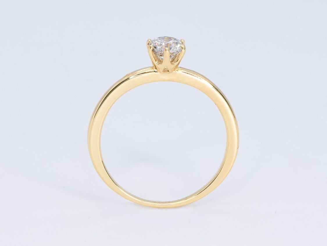 CERTIFIED Diamond Ring, 18K Solid Gold Ring, Round Diamond Ring, Gift ...