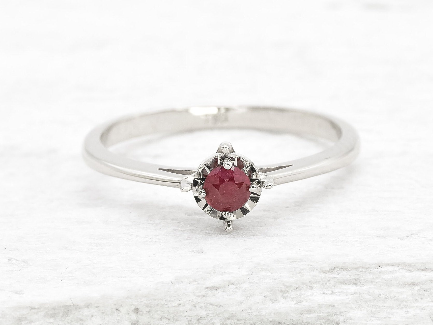 Genuine Ruby Ring, 18K Solid Gold Ring, Delicate Ruby Ring, Victorian ...