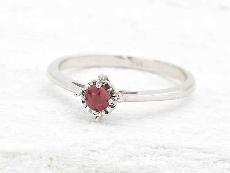 Genuine Ruby Ring, 18K Solid Gold Ring, Delicate Ruby Ring, Victorian Ruby Ring, Natural Ruby ...