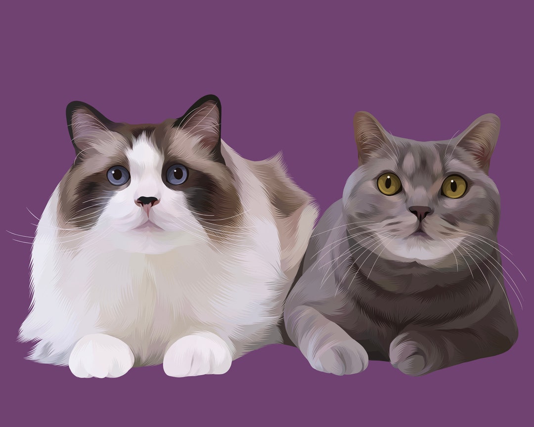 2 Pet FULL Body Illustration High Resolution PNG / JPEG 300dpi in 24H ...
