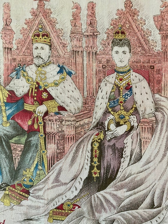 Antique Coronation Hanky Edward V11 and Alexandra - Gem
