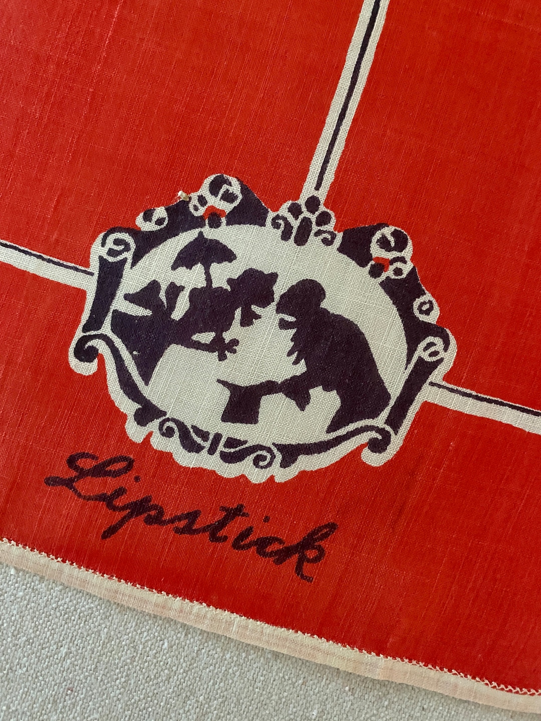 Vintage Mid Century Lipstick Hanky - Etsy