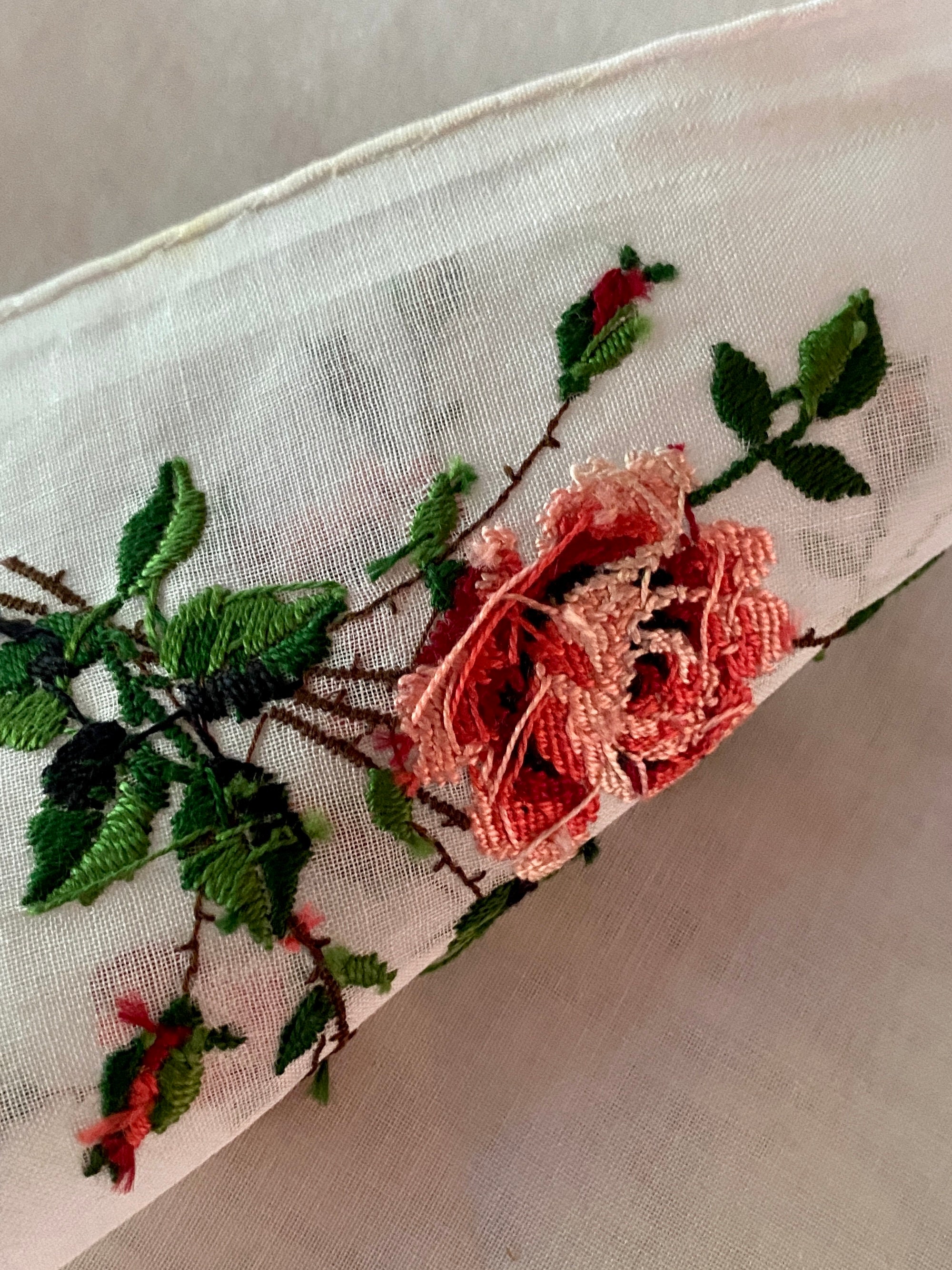Hand Embroidered Micro Petit Point Roses Mid Century Hanky - Etsy