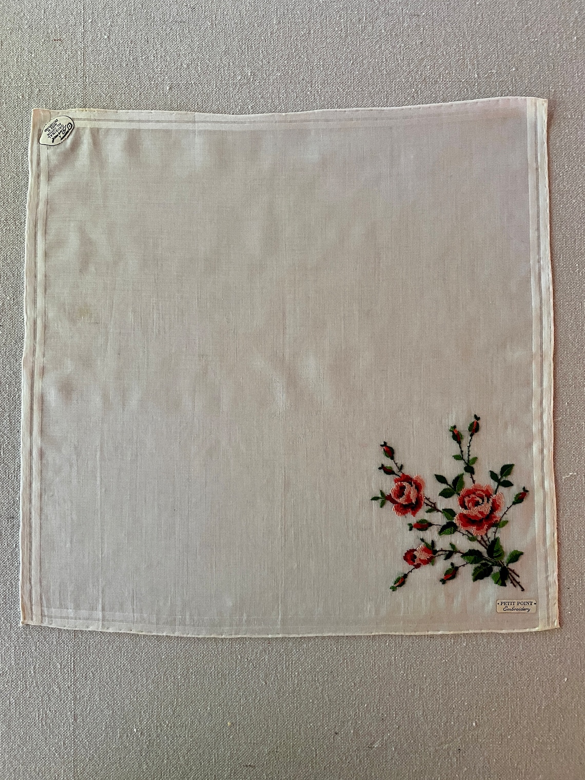Hand Embroidered Micro Petit Point Roses Mid Century Hanky - Etsy