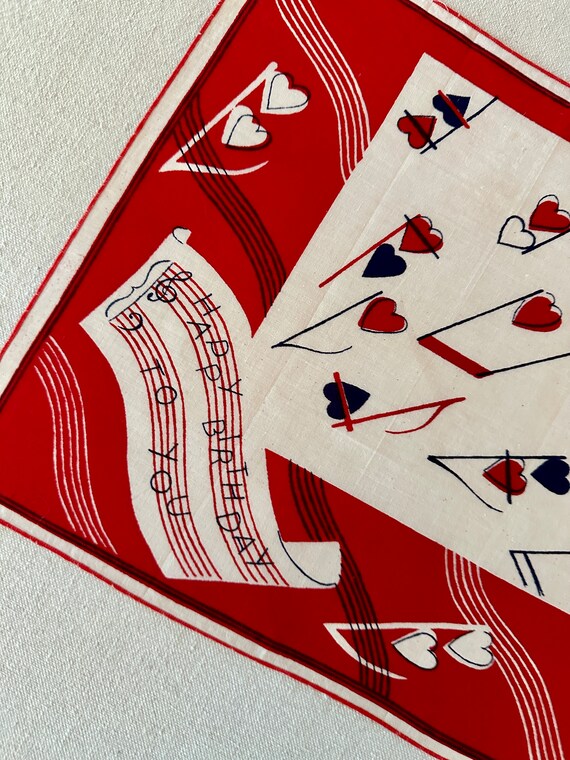 Vintage Lipstick Hanky - Happy Birthday - Gem