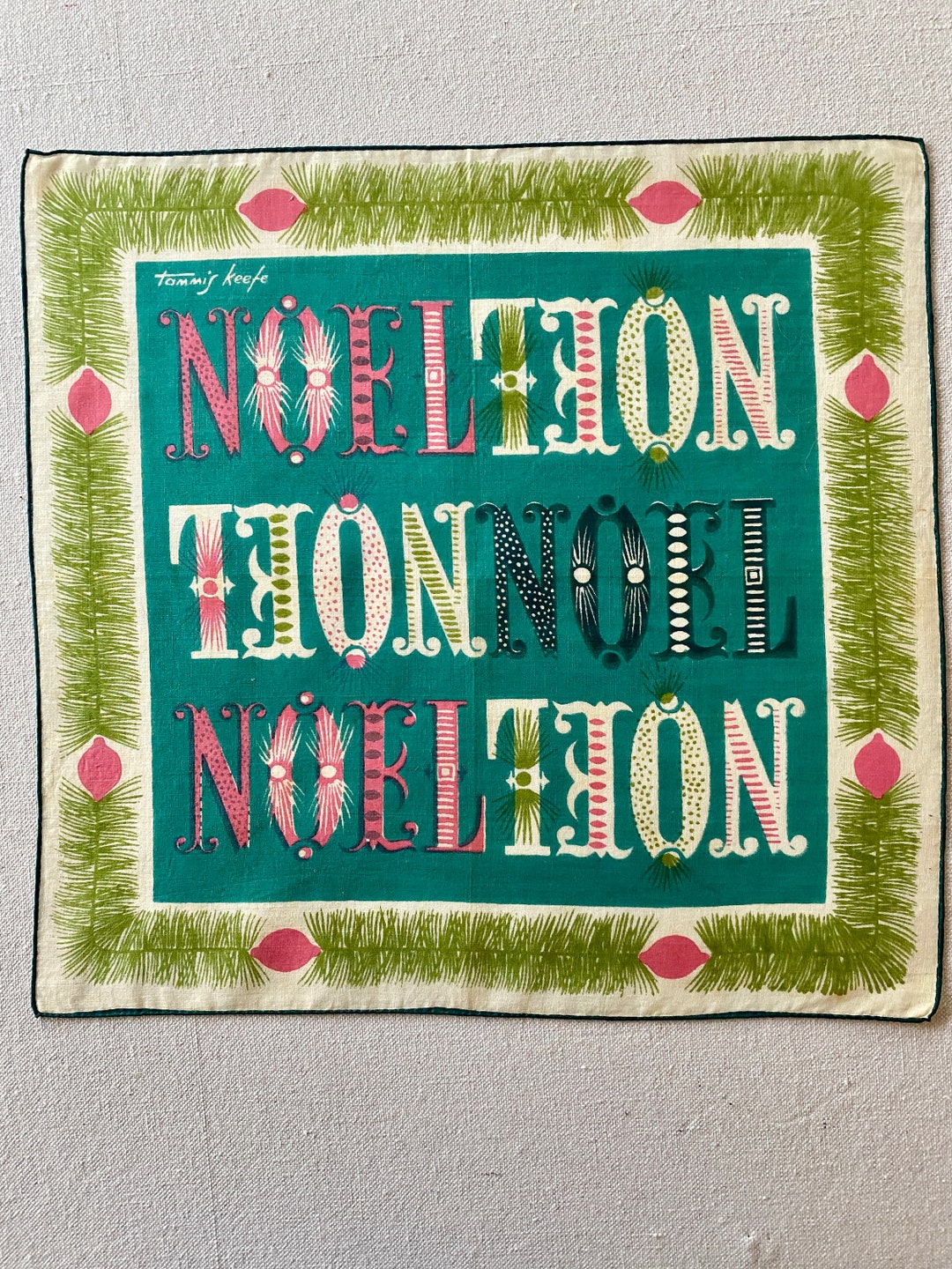 Vintage Christmas Themed Designer Tammis Keefe Noel Hanky - Etsy