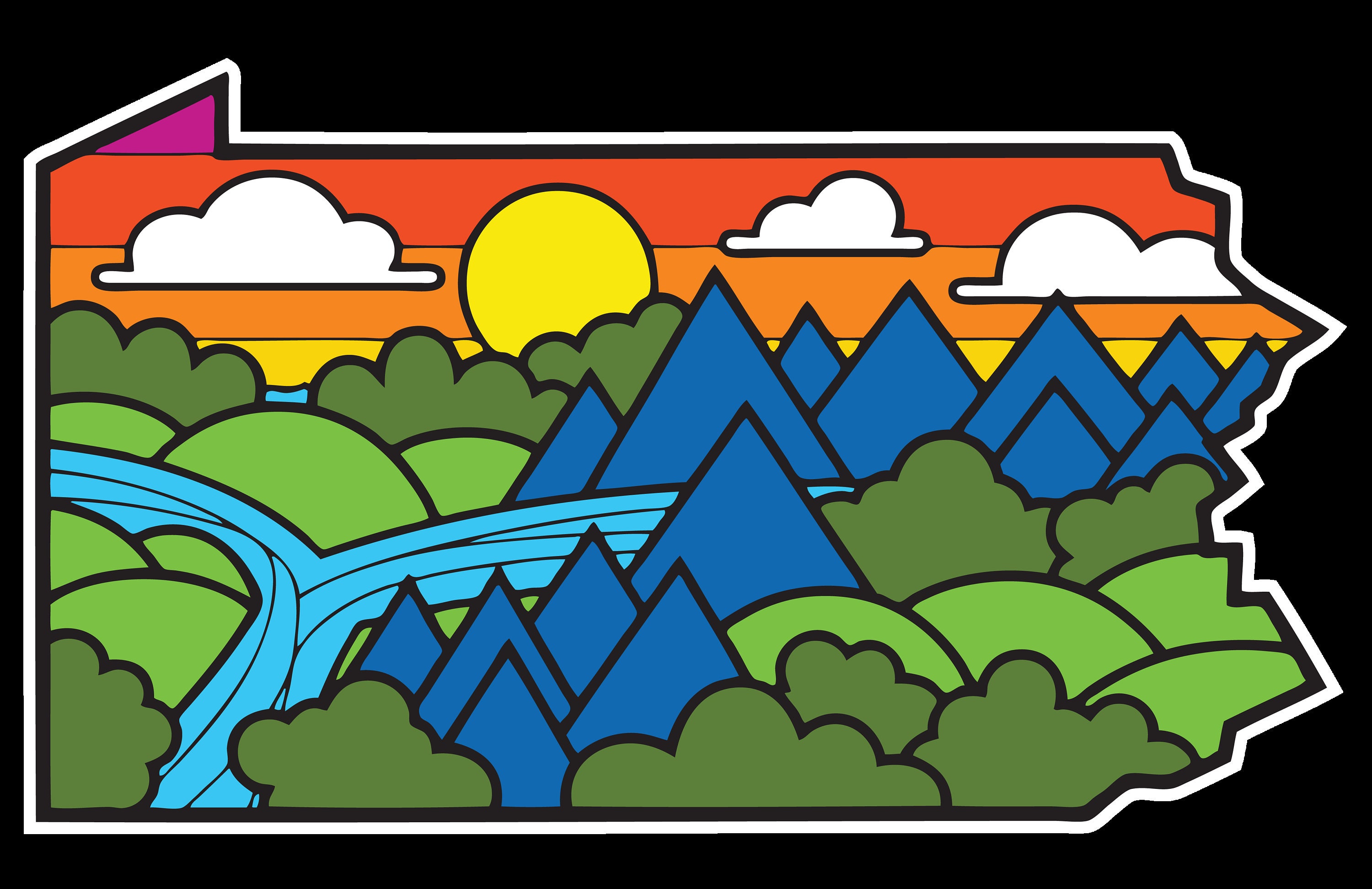 Pennsylvania State Lines Sticker - Etsy