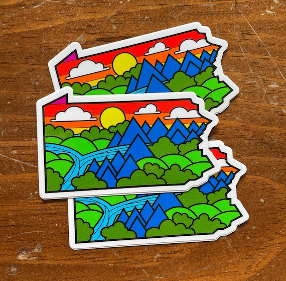 Pennsylvania State Lines Sticker - Etsy