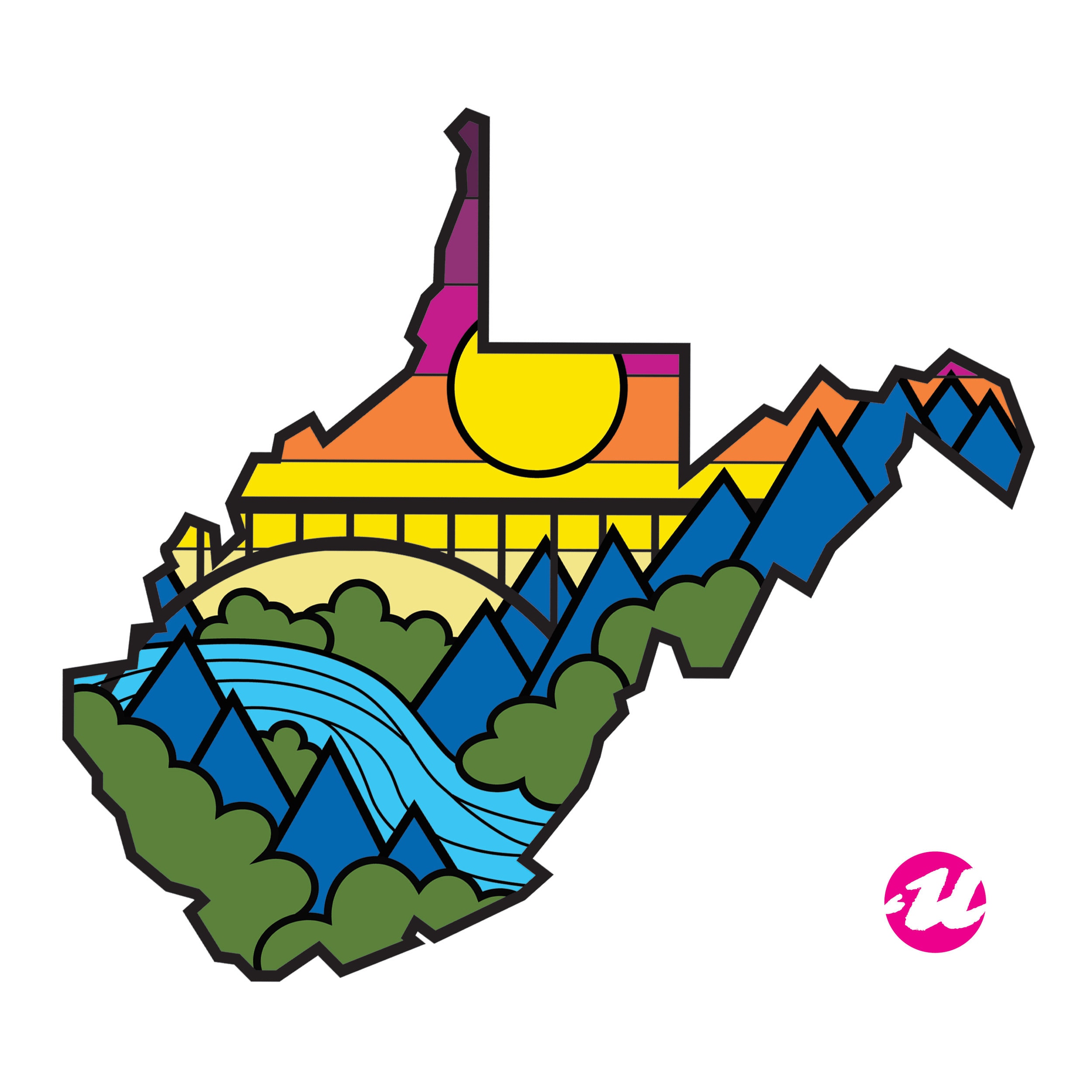 West Virginia State Lines Sticker - Etsy