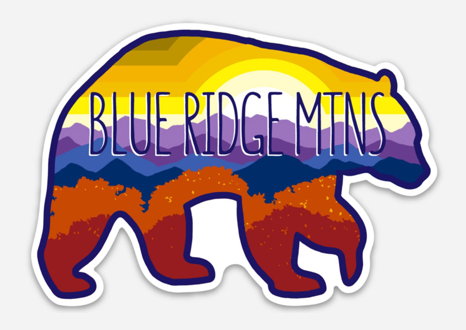 Blue Ridge Mountains Bear Sticker - Etsy