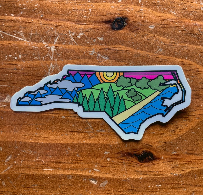 North Carolina State Lines Sticker - Etsy