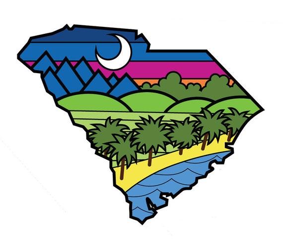 South Carolina State Lines Sticker - Etsy