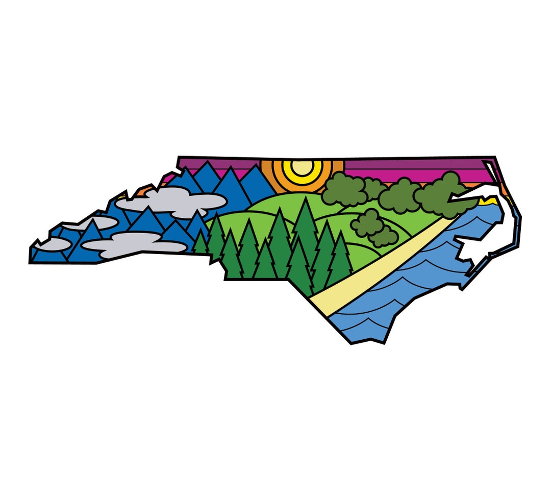 North Carolina State Lines Sticker - Etsy