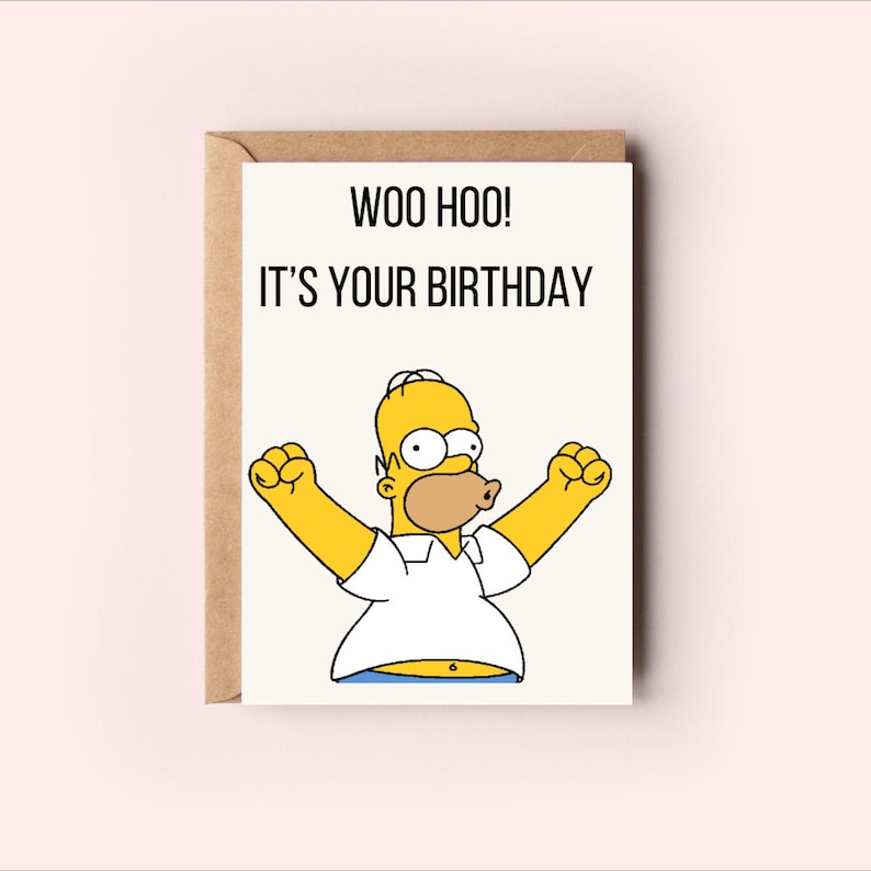 Homer Simpson birthday Card funny simpsons birthday cards - Etsy Polska