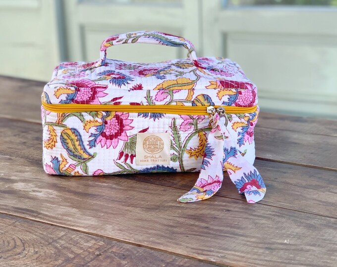 Quilted Toiletry Bag · Padded Top Opening Travel Vanity Pouch · Pure ...