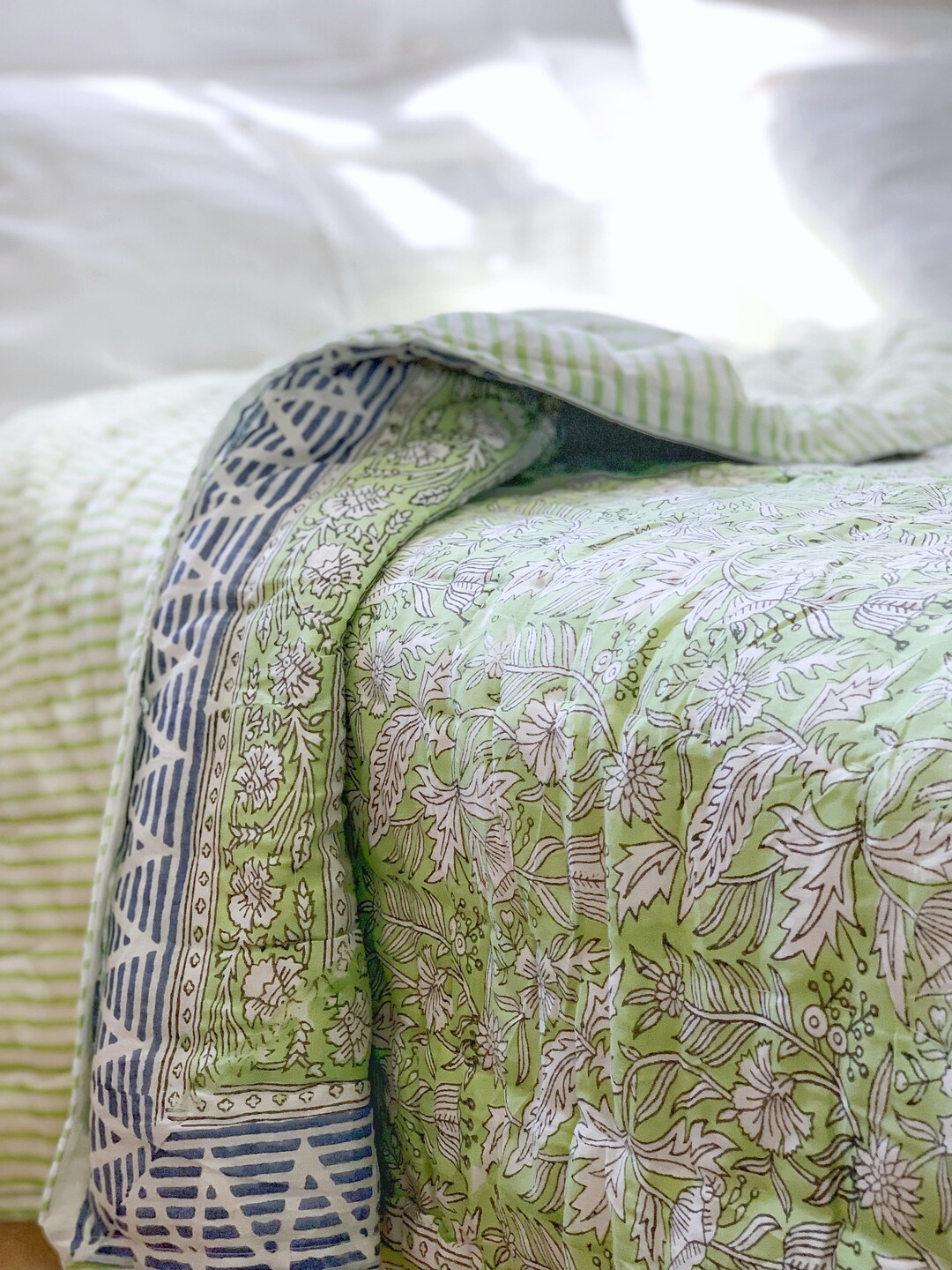 Jaipuri Razai · 100% Cotton Quilt · Made in India · Handmade Block ...