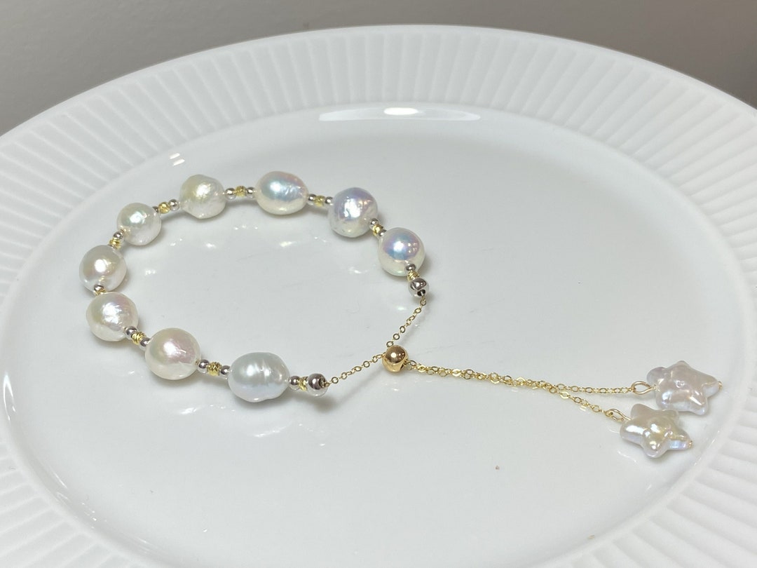 Baroque Pearl Bracelet: Gold-filled Chain With Freshwater Star Pearls ...