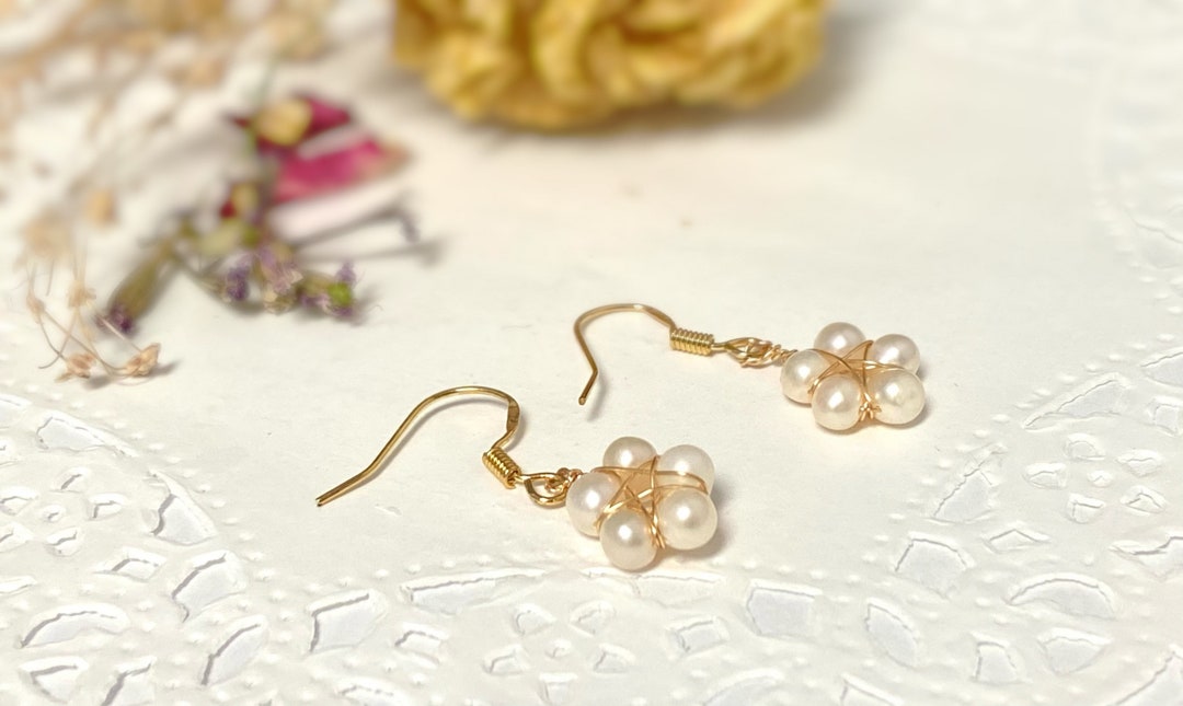 Freshwater Pearl Star Earring 14k Gold-filled Wire Woven Earring With ...