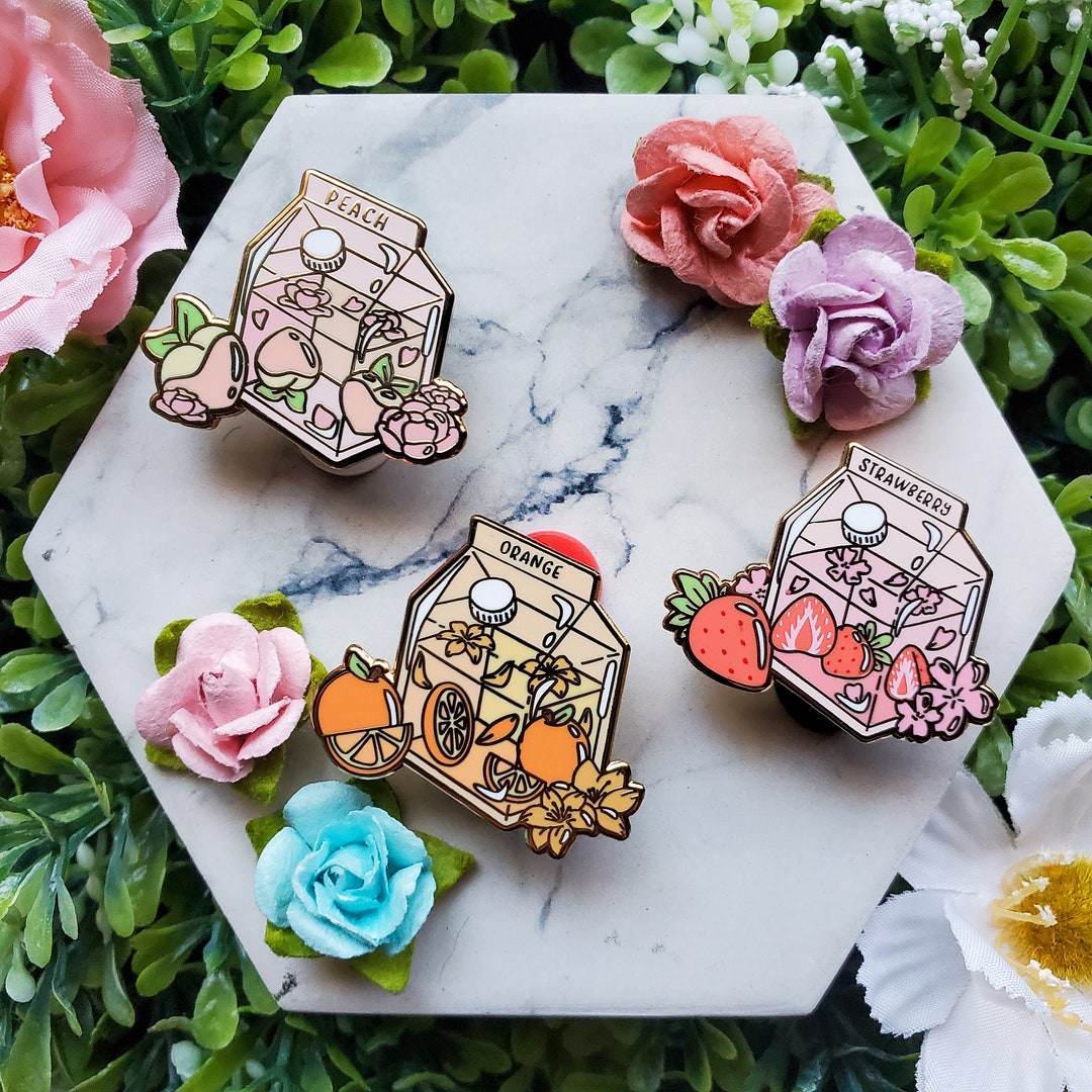 Fruit Milk Pins: Strawberry Milk | Peach Milk | Orange Milk | Milk Pins ...